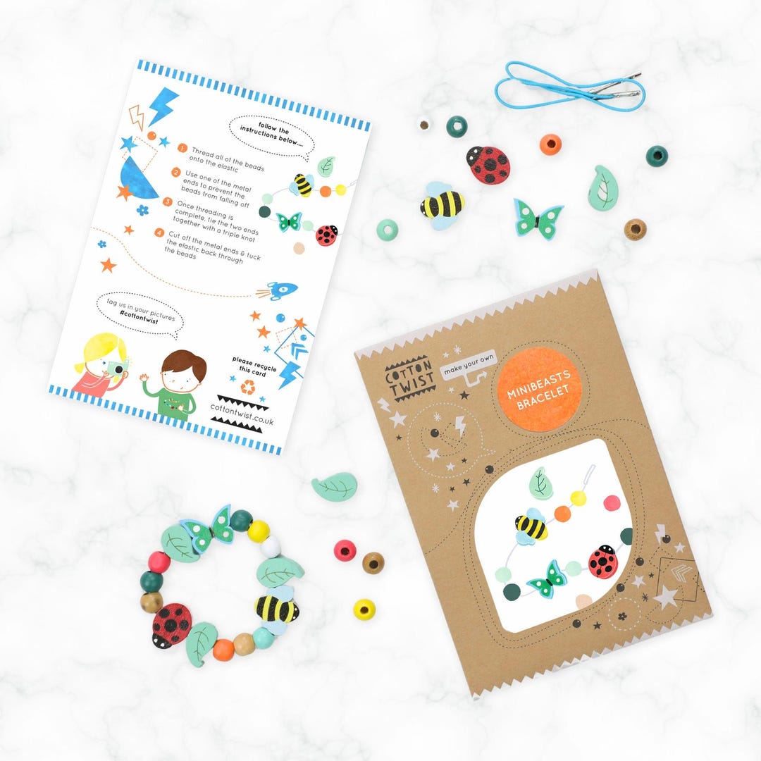 Make Your Own Minibeast Bracelet Kit | Party Bag Filler Craft Kit - Etsy