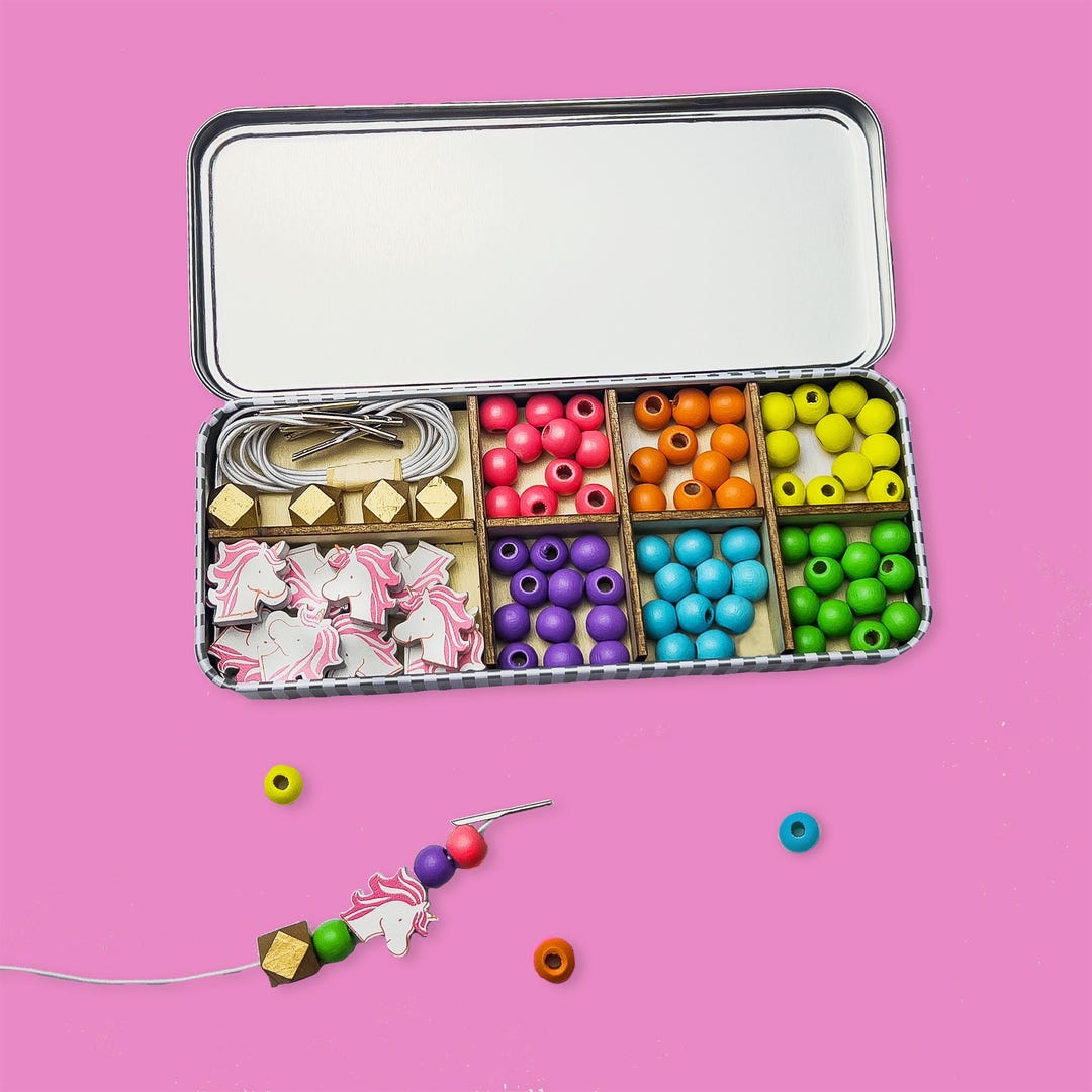 Unicorn Beading Kit | Magical Craft Gift for Kids With Wooden Beads ...