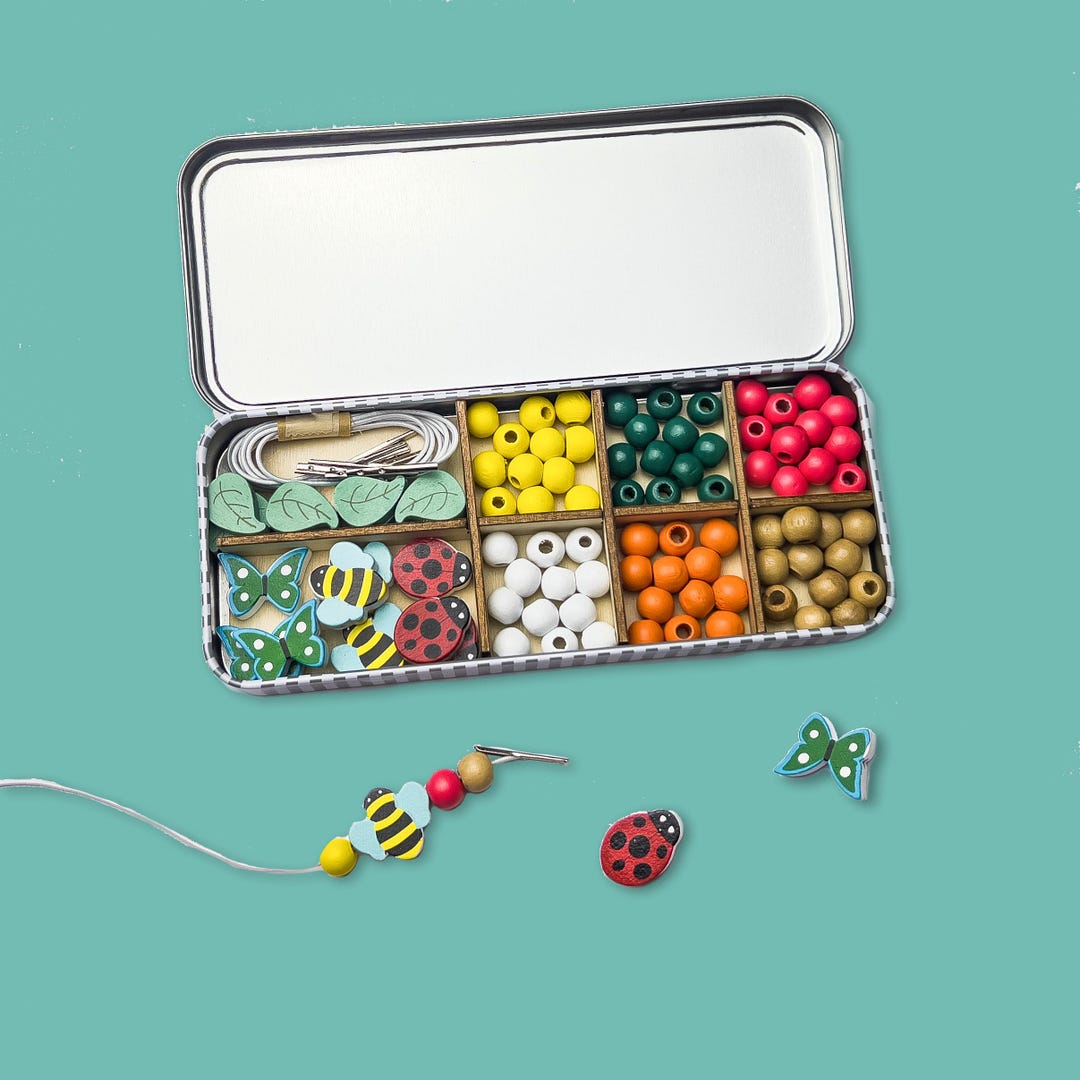 Minibeast Beading Kit | Wooden Bracelet Making Kit for Kids - Etsy
