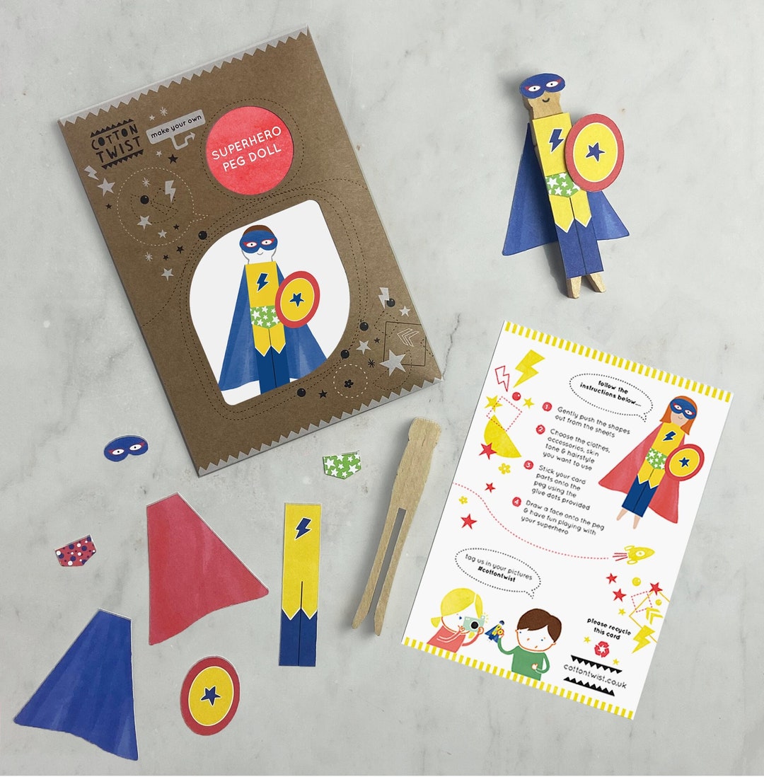 Make Your Own Superhero Peg Doll Kit Party Bag Filler Craft Kit - Etsy UK