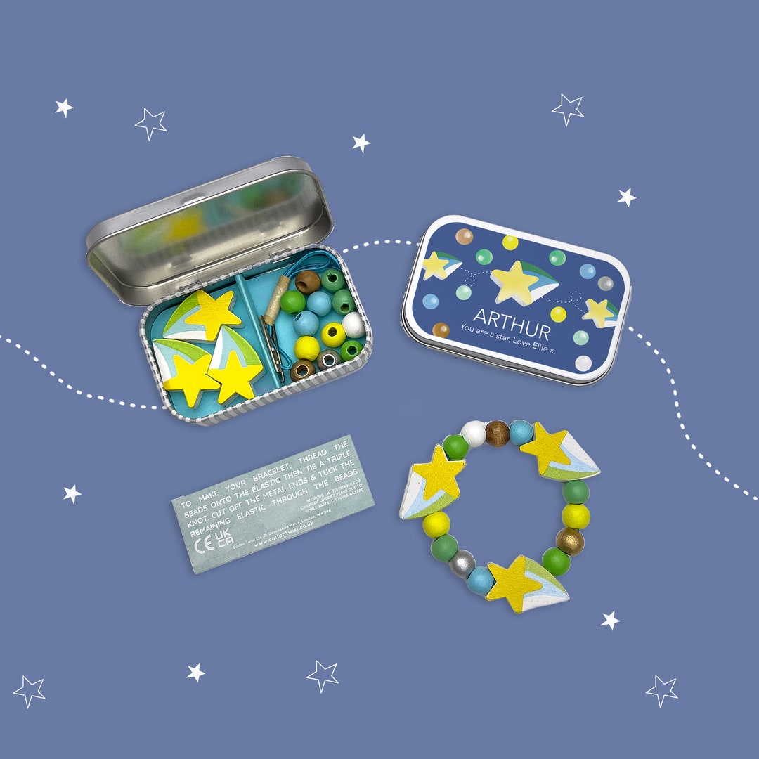 Personalised Shooting Star Bracelet Gift Kit | Wooden Beads, Space ...