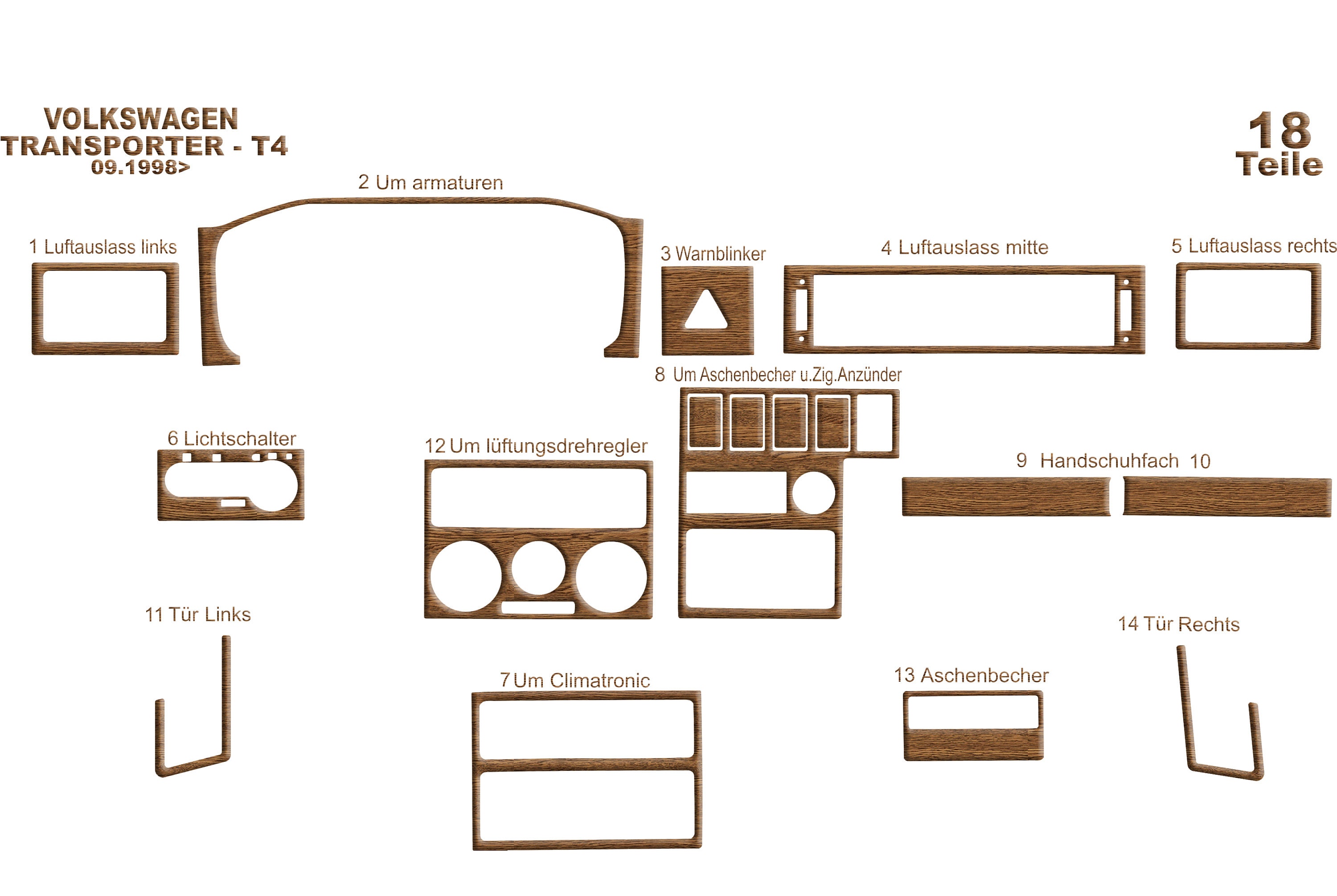 VOLKSWAGEN Transporter T4 Dash Trim Kit 1998-2003 - Etsy