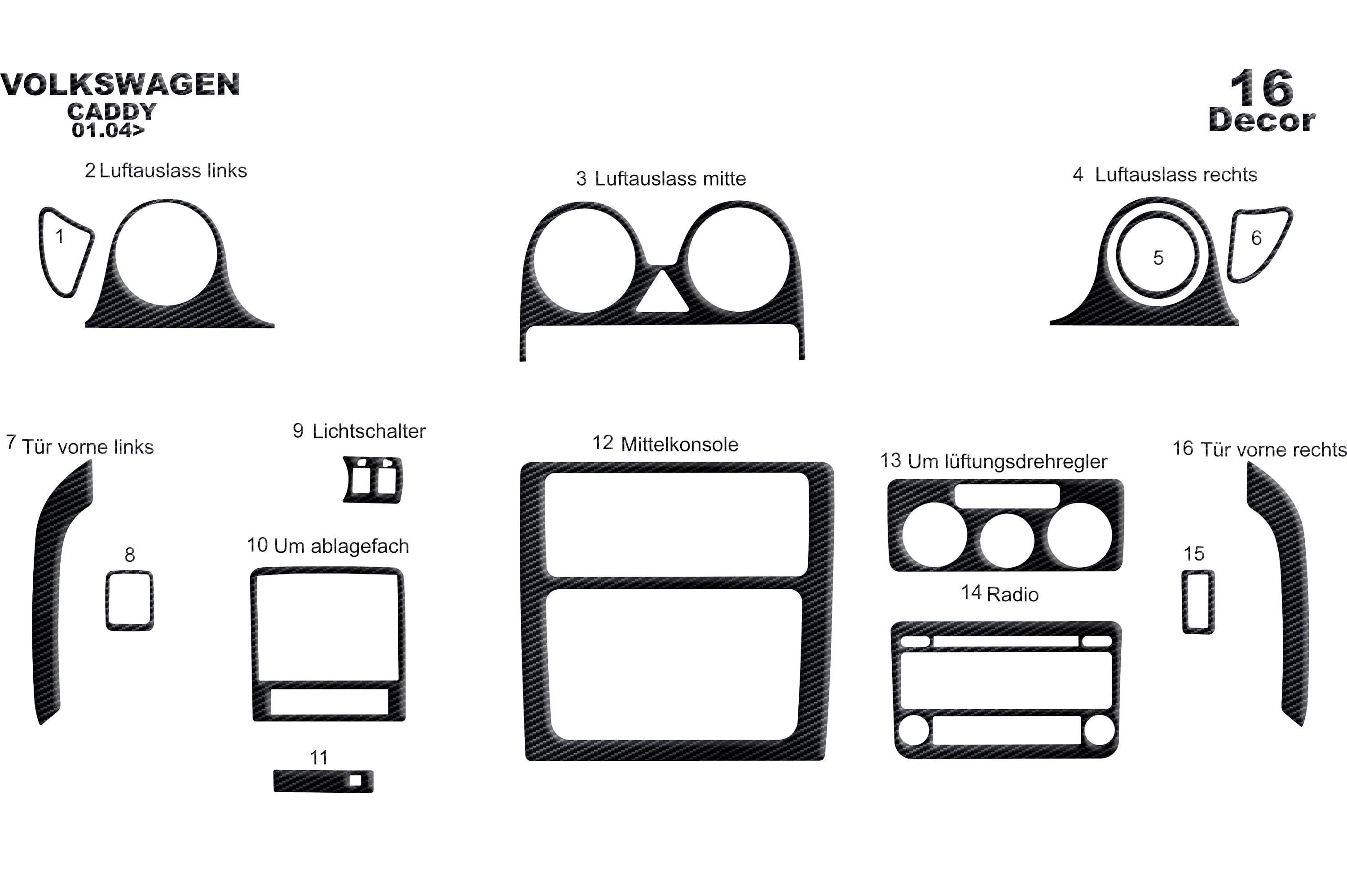 Volkswagen Caddy Dash Trim Kit 2003 2009 Etsy