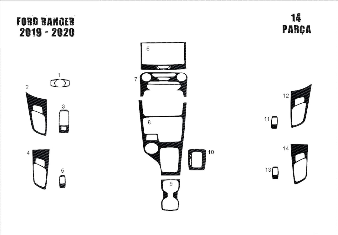 Ford Ranger Dash Trim Kit 2019- - Etsy