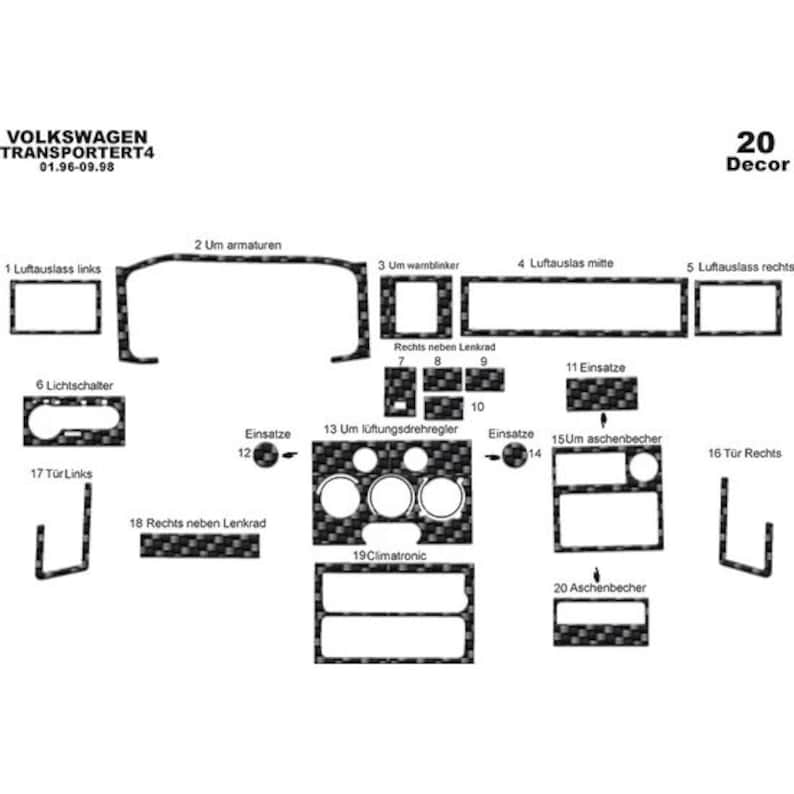 VOLKSWAGEN TRANSPORTER T4 Dash Trim Kit 1996-1998 - Etsy