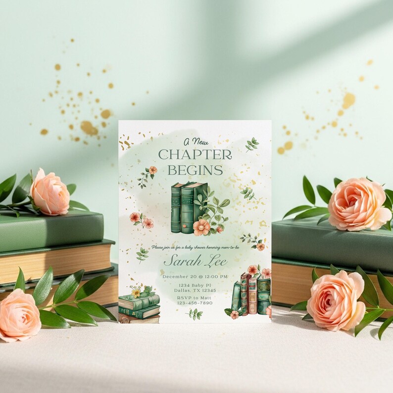 A New Chapter Begins Baby Shower Invite Template: Editable Digital ...
