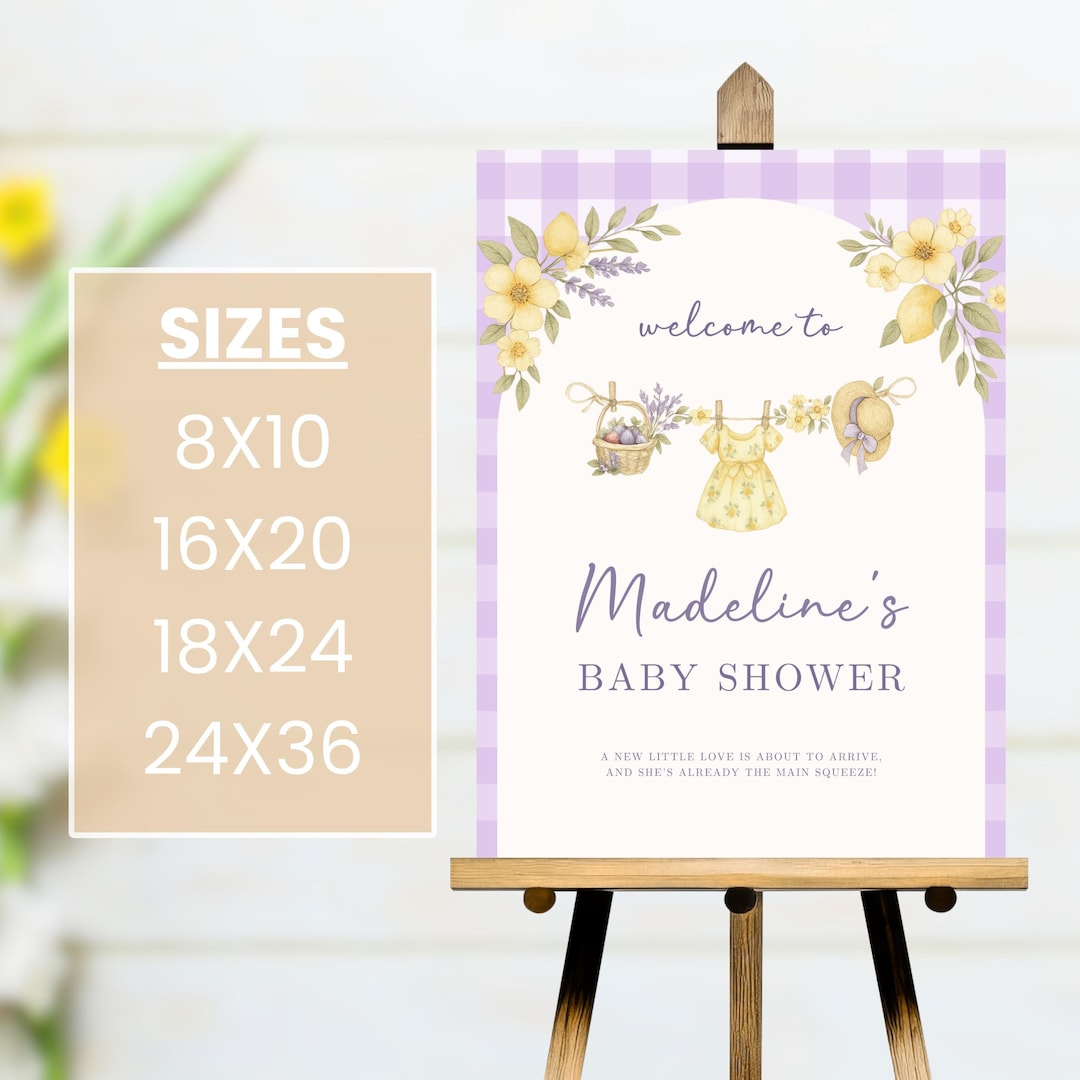 Summer Baby Shower Welcome Sign Template | Sweet as Lemonade Theme ...