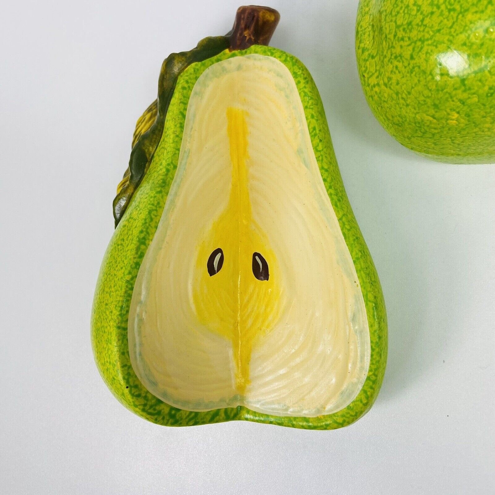 Vtg 8 Ceramic Pears Wall Hanging Set 3 Green Yelllow Speckled - Etsy
