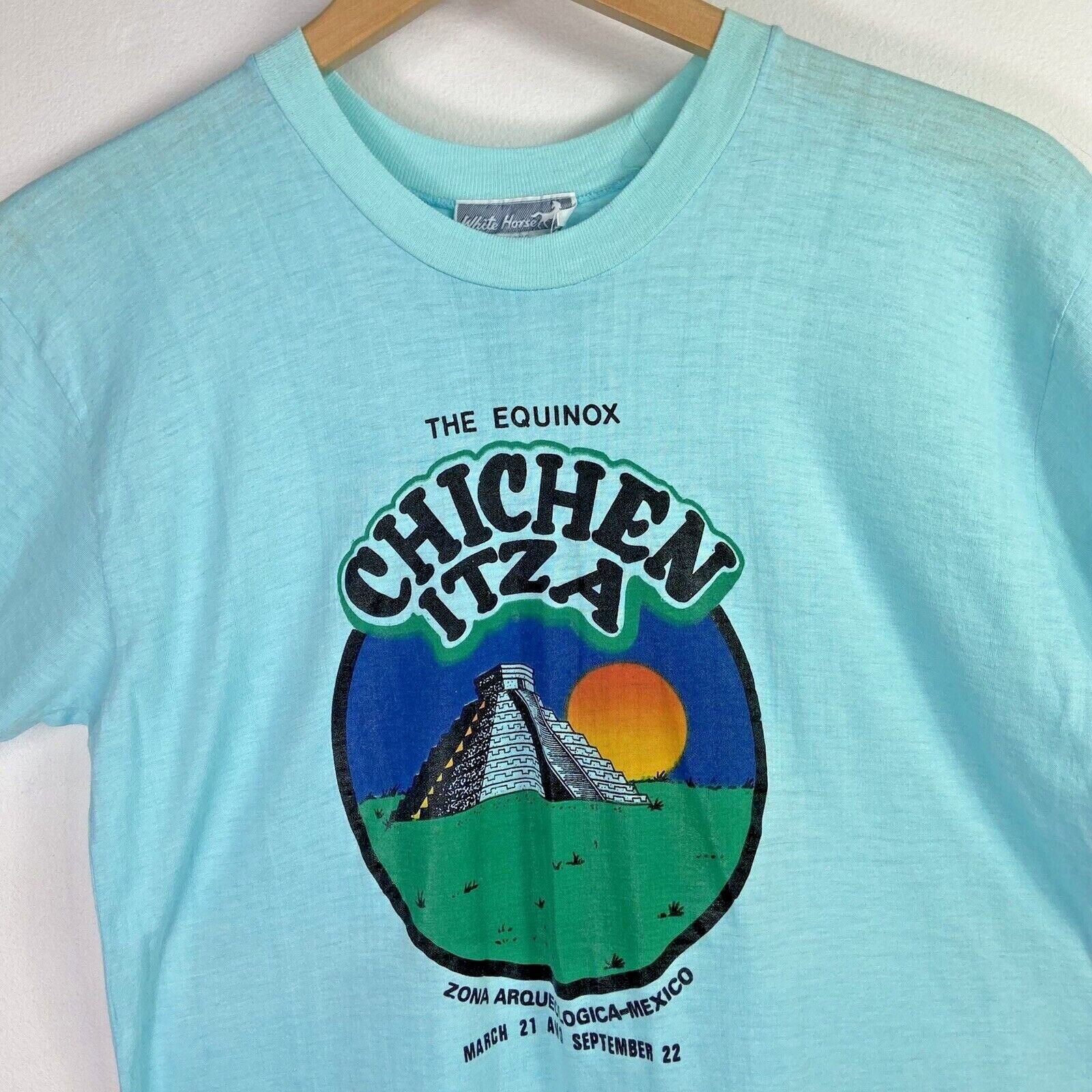 Vtg 80s Chichen Itza Mayan Equinox Souvenir Tee Sz M Mexico ...