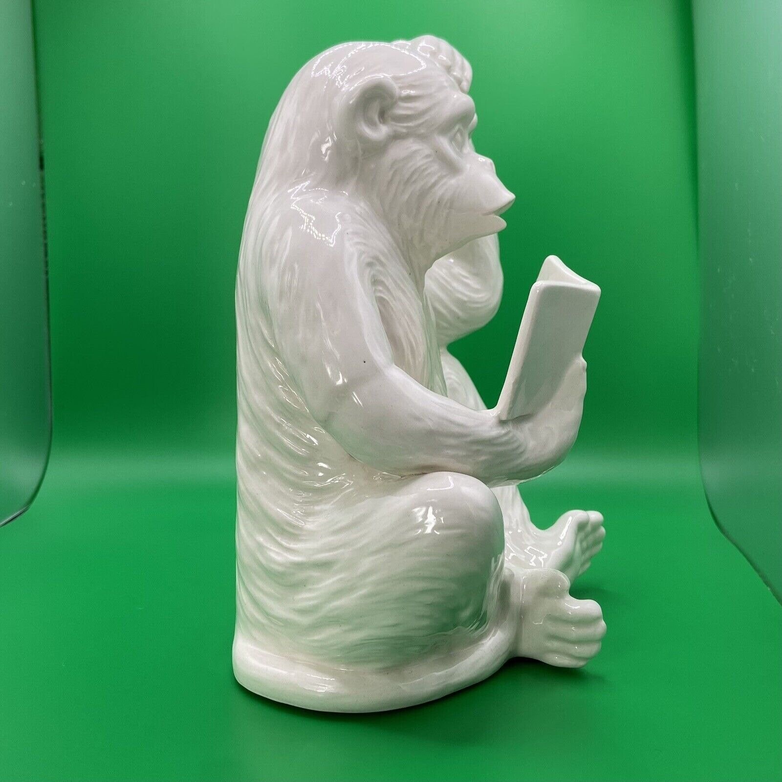 Vtg 70s Fitz & Floyd FF 7 Monkey Business Reading Book Bookend Statue ...