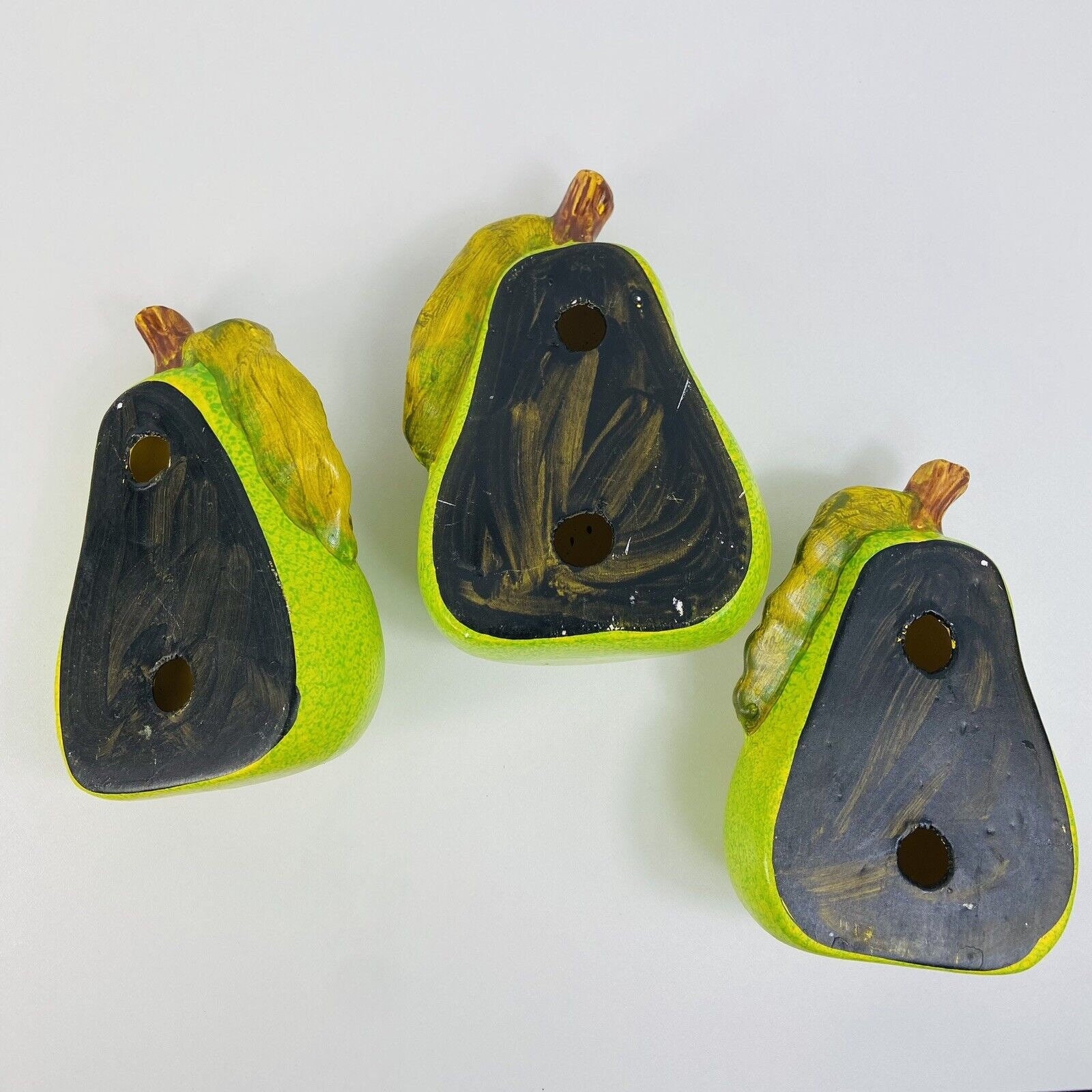 Vtg 8 Ceramic Pears Wall Hanging Set 3 Green Yelllow Speckled - Etsy