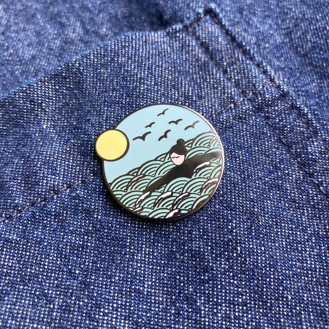 Bundle: Wild Swim Enamel Pin and Embroidered Patch Badge Set - Etsy