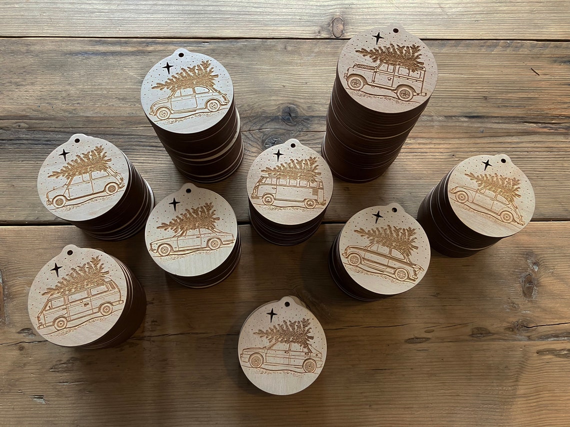 Volkswagen Beetle and Christmas Tree Laser Etched Bauble - Etsy