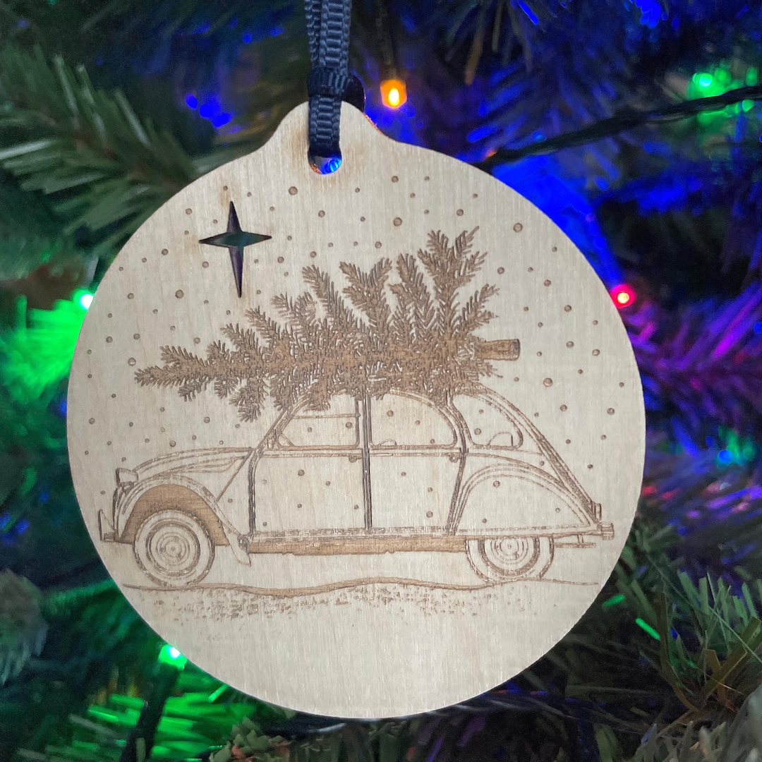 Citroën 2CV and Christmas Tree Laser Etched Bauble Decoration - Etsy