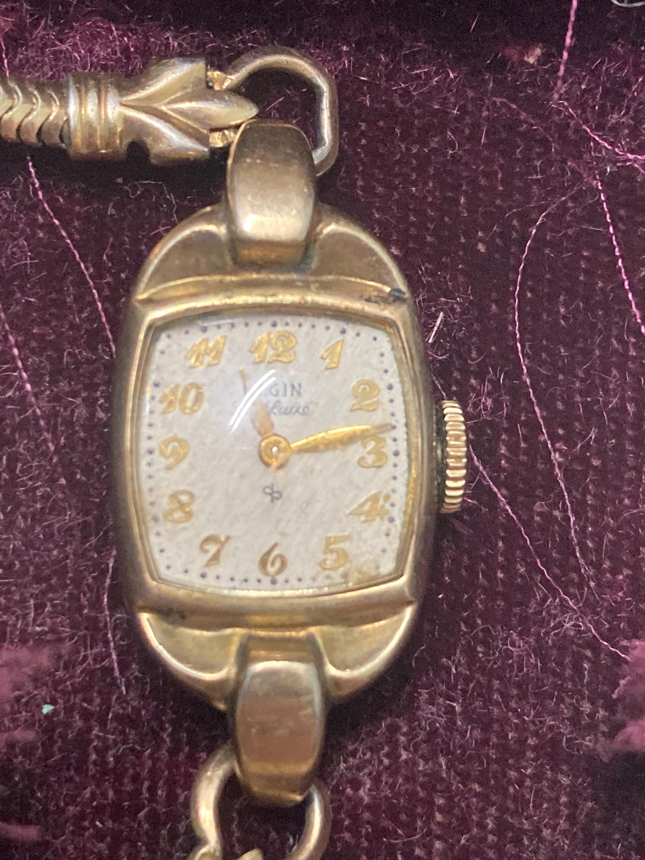 Vintage Elgin De Luxe Ladies 10k Gold Filled Watch With 6.5" 12k Gold Filled Band - Working ...