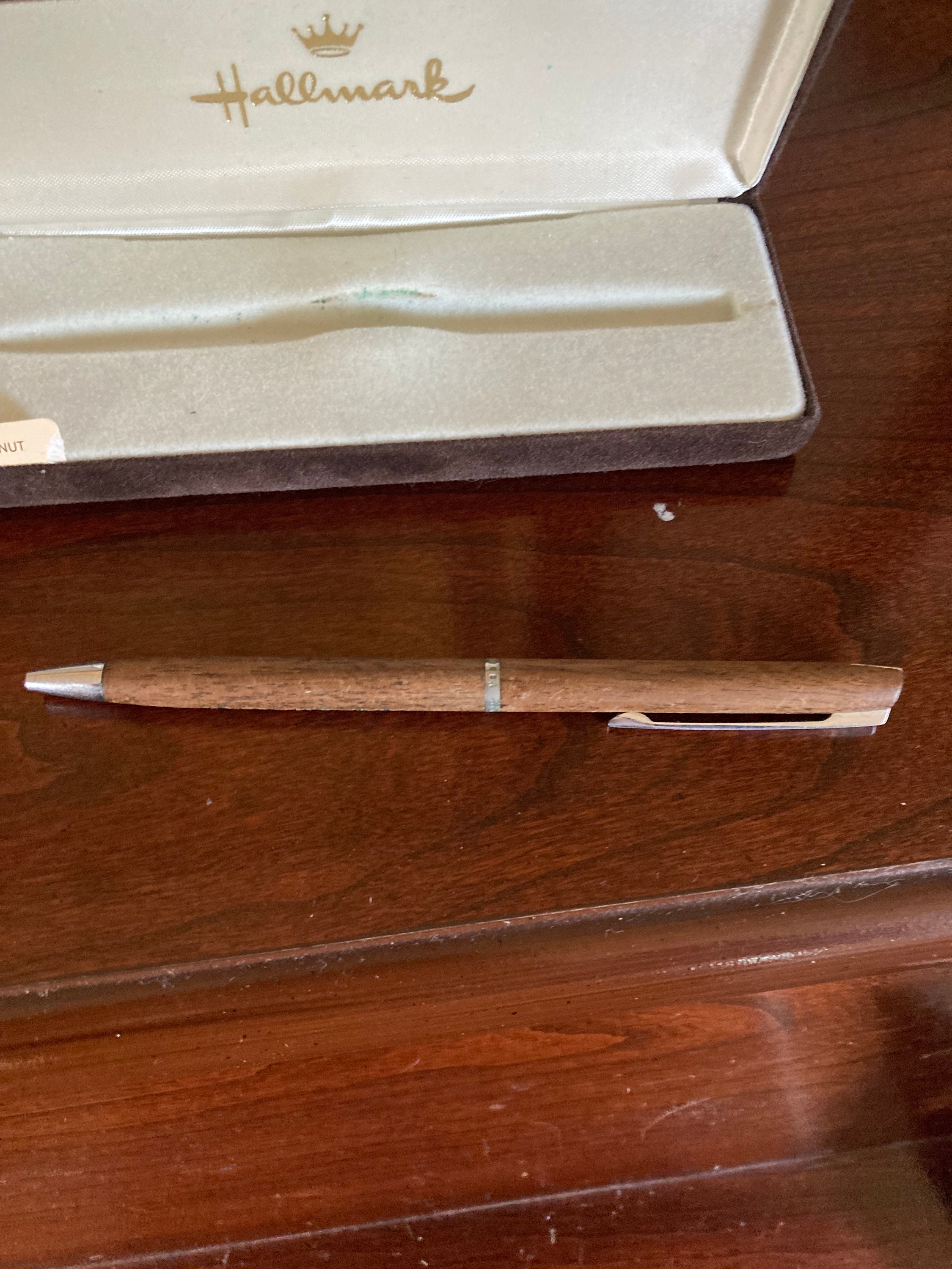 Vintage Hallmark Carved Walnut Pen in Brown Felt Box - Etsy