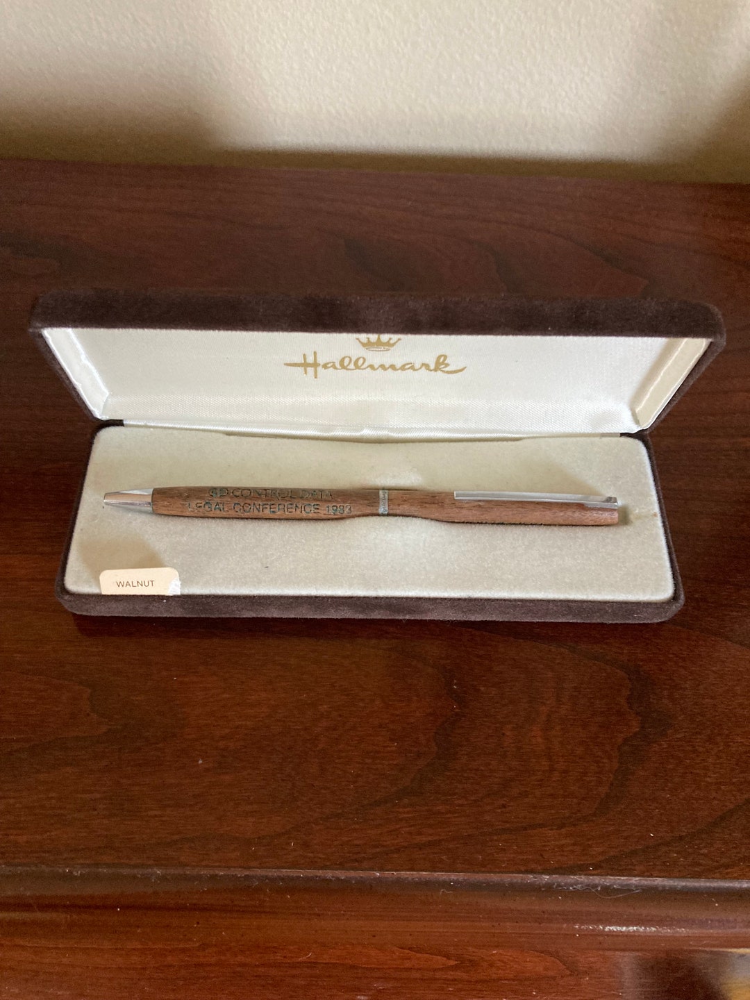 Vintage Hallmark Carved Walnut Pen in Brown Felt Box - Etsy