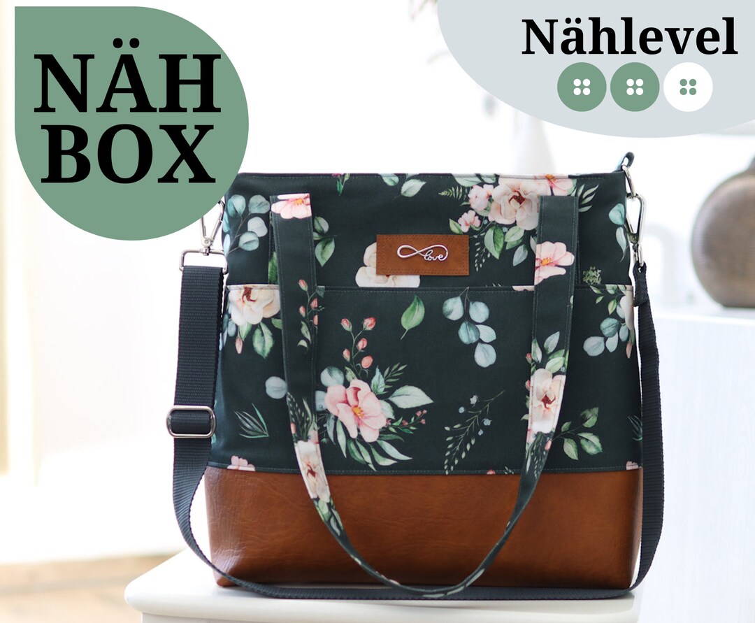 DIY Taschen Nähset - Shopper 'aquarell Dunkelgrün' Nähen - Etsy