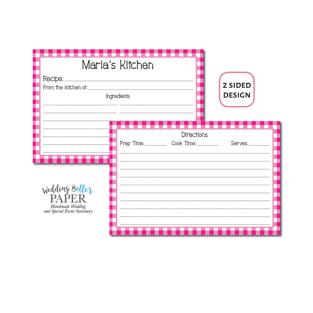 Personalized Recipe Card, Printable Recipe Card, Printed Recipe Card ...