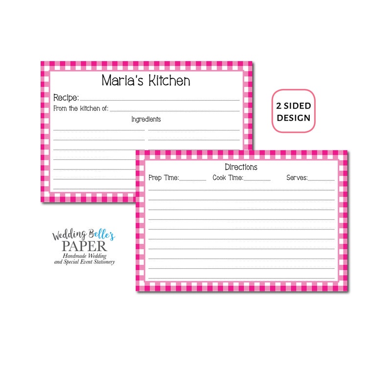 Personalized Recipe Card Printable Recipe Card Printed - Etsy