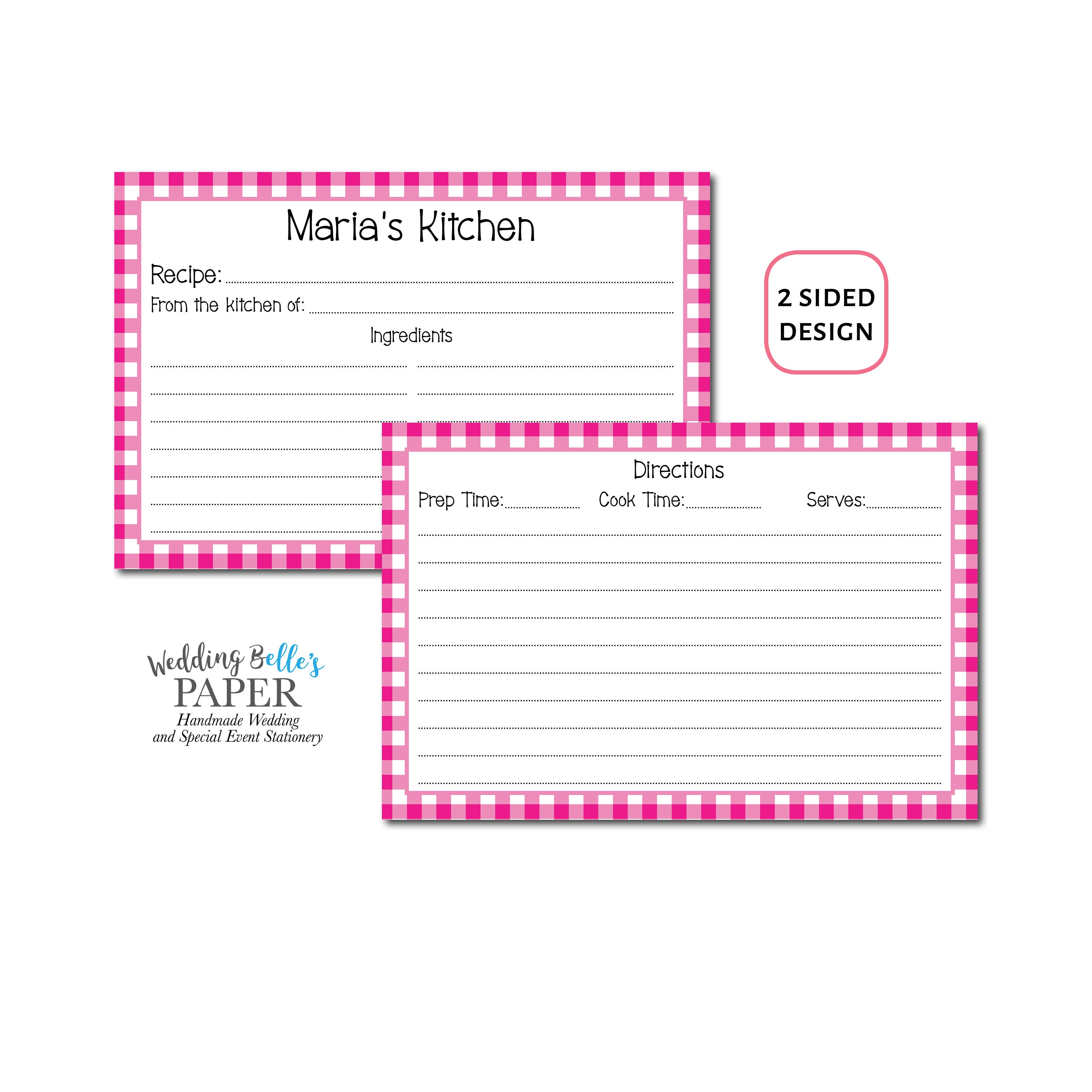 Personalized Recipe Card Printable Recipe Card Printed - Etsy