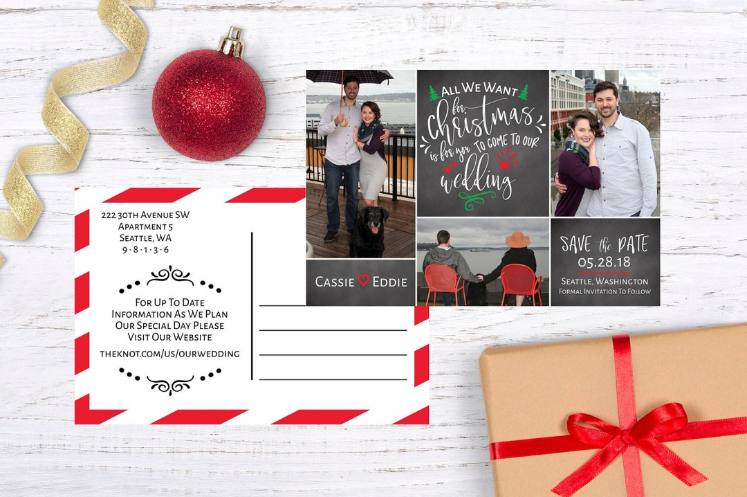 Christmas Save the Date, Save the Date Postcard, Printable, Holiday ...