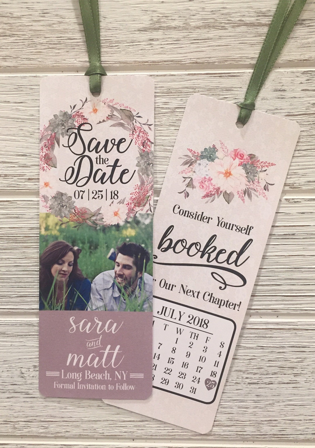 Customized Save the Date Bookmark, Save the Date, Bookmark Invitation ...