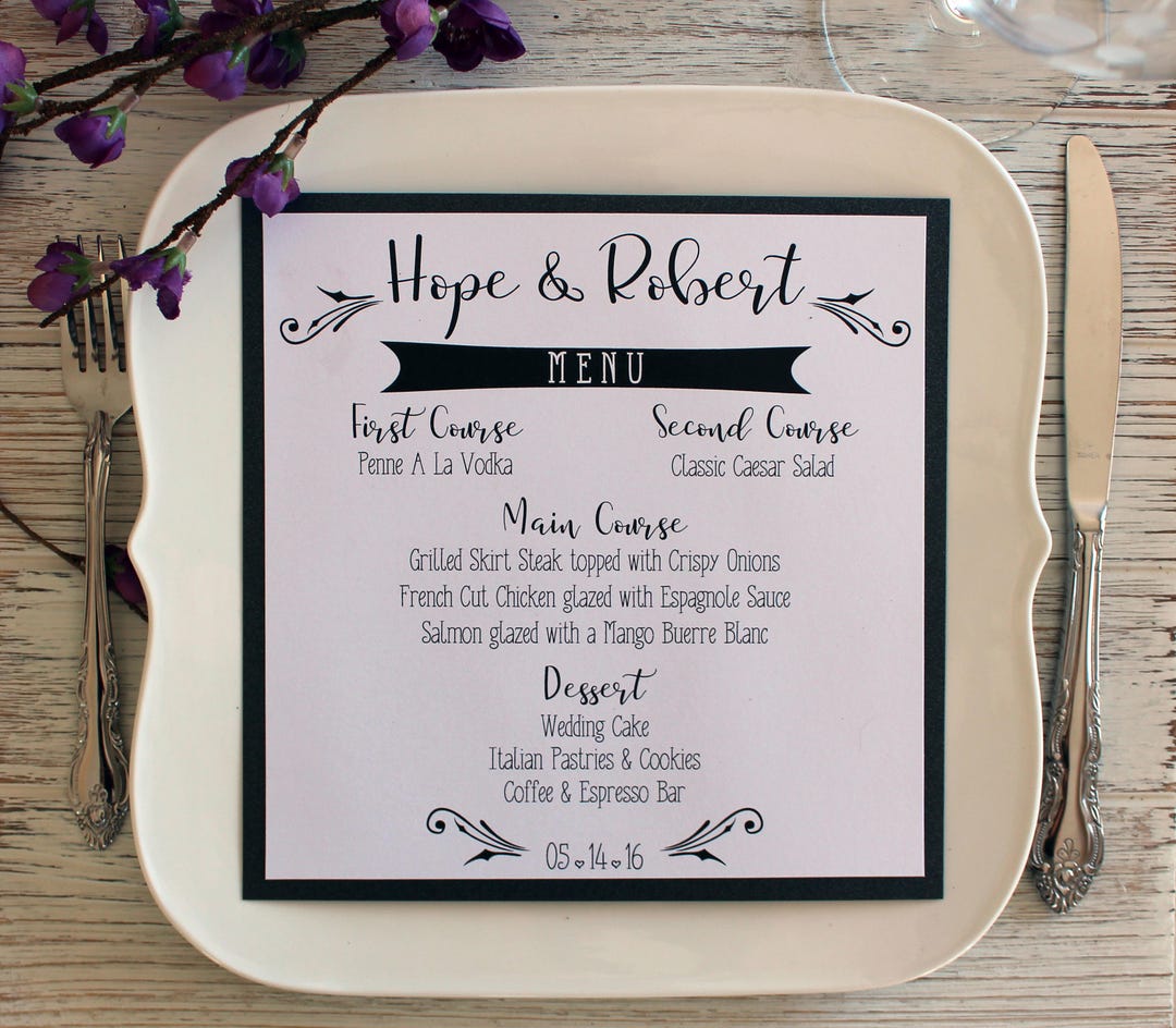 Square Wedding Reception Menu, Square Menu Card, Wedding Menus ...