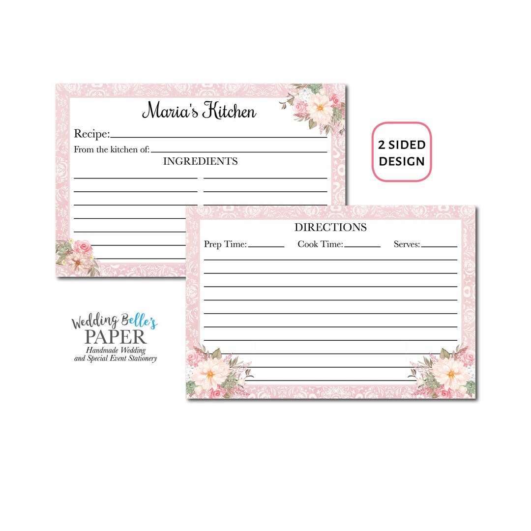 Personalized Recipe Card, Printable Recipe Card, Printed Recipe Card ...