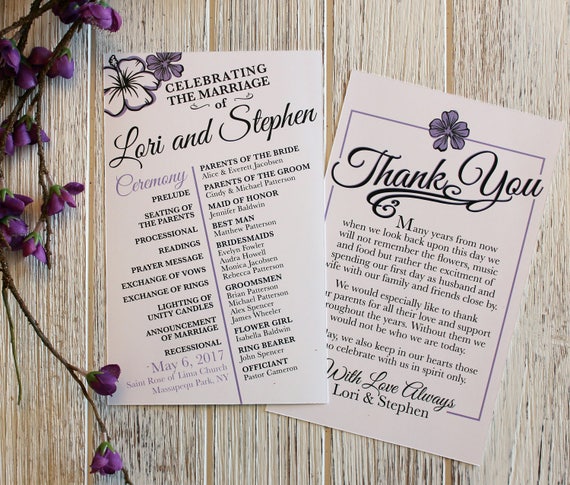 Wedding Ceremony Program Thank You