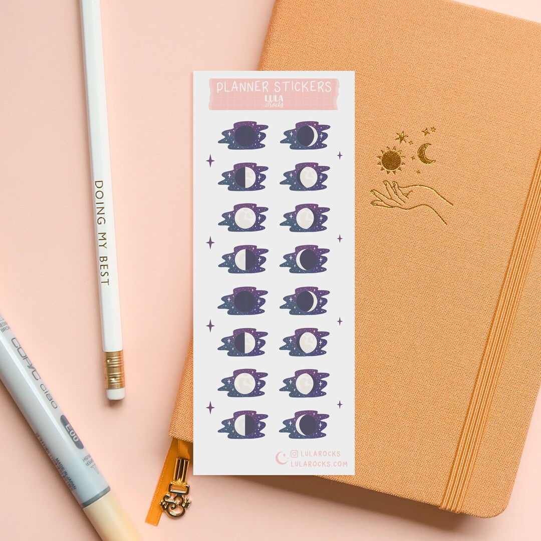 Moon Phase Blue Sticker Sheet Cute Sticker Planner Sticker - Etsy