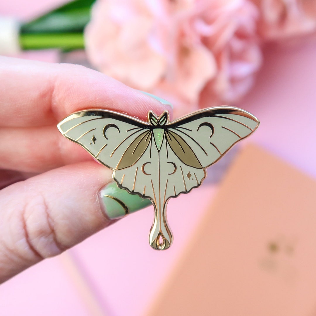 Luna Moth Enamel Pin, Cute Enamel Pin, Badge, Potion, Witchcraft and ...