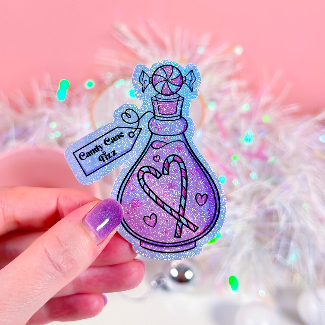 Candy Cane Fizz Potion Sticker · Holographic Glitter Vinyl Sticker ...