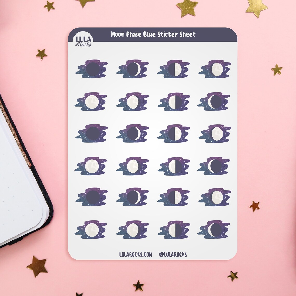 Moon Phase Blue Sticker Sheet Cute Sticker planner sticker | Etsy
