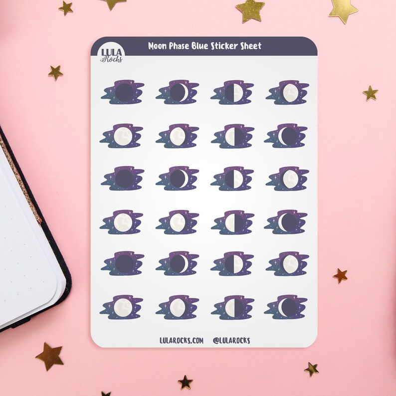 Moon Phase Blue Sticker Sheet Cute Sticker Planner Sticker - Etsy
