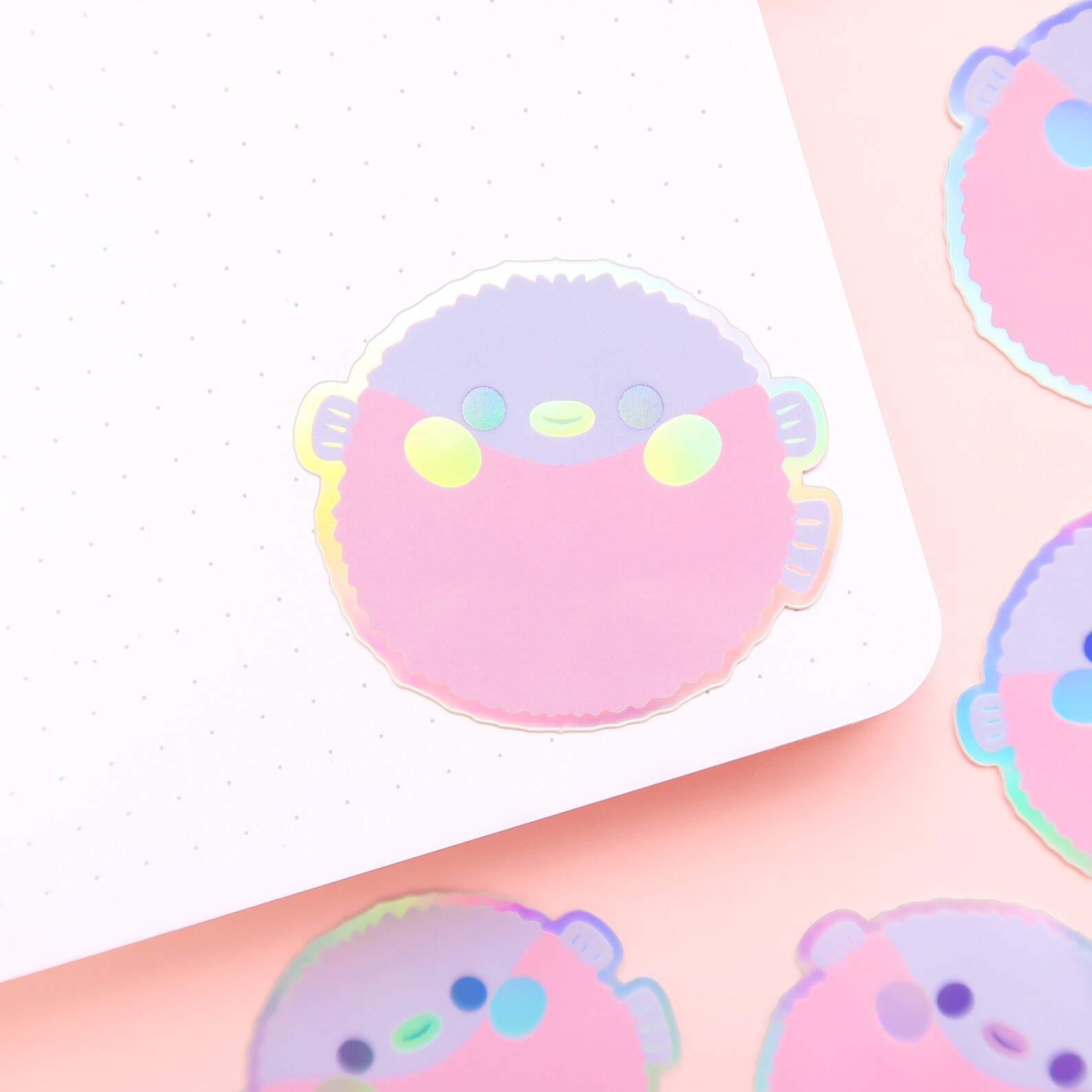Purple Puffer Fish Holographic Sticker, Holo, Cute Stickers, Planner ...
