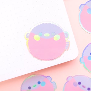 Purple Puffer Fish Holographic Sticker, Holo, Cute Stickers, Planner ...