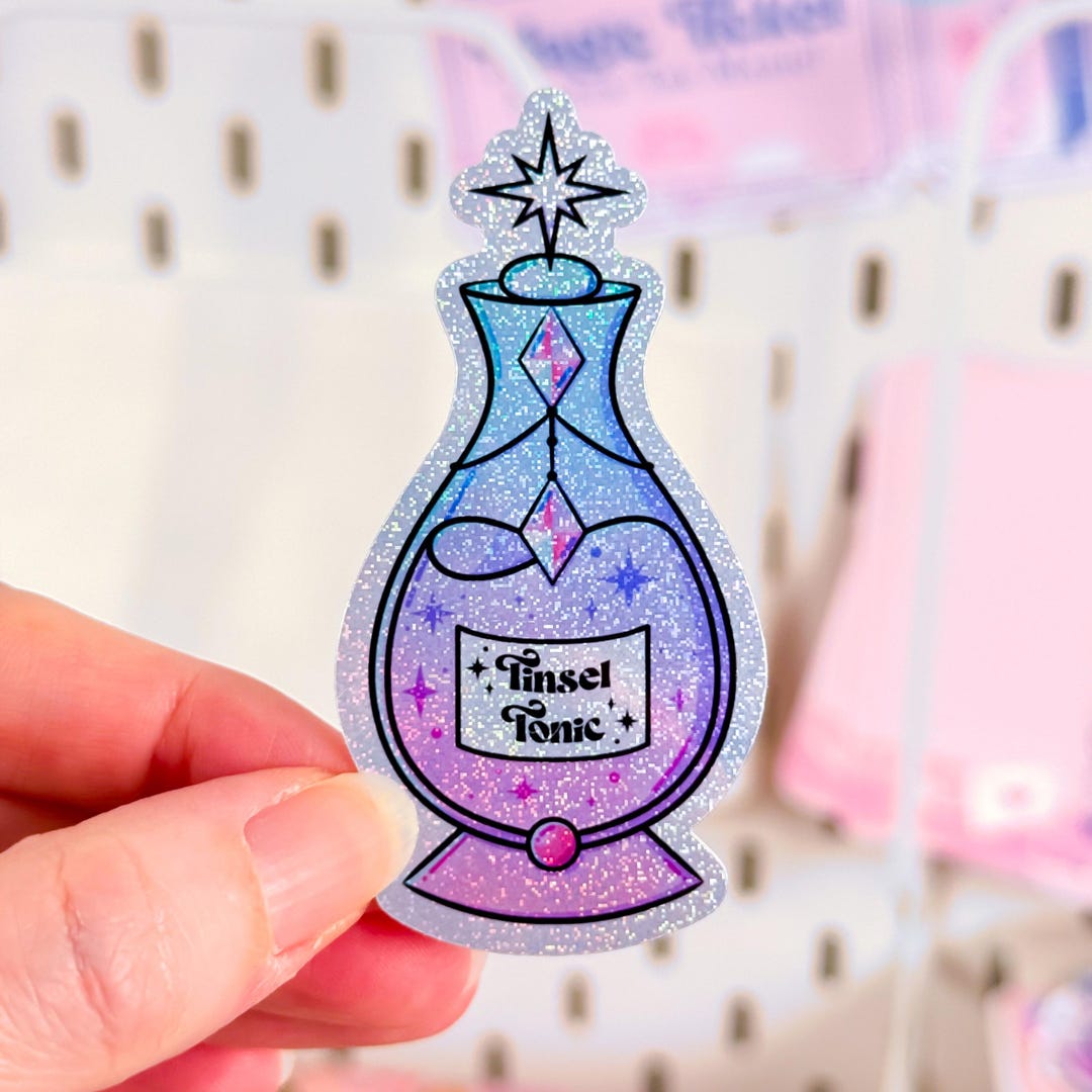 Tinsel Tonic Potion Sticker · Holographic Glitter Vinyl Sticker ...
