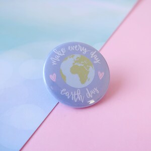 Earth Day Badge, Pin Badge, Button Badge, Pastel Badge, Cute Badge ...