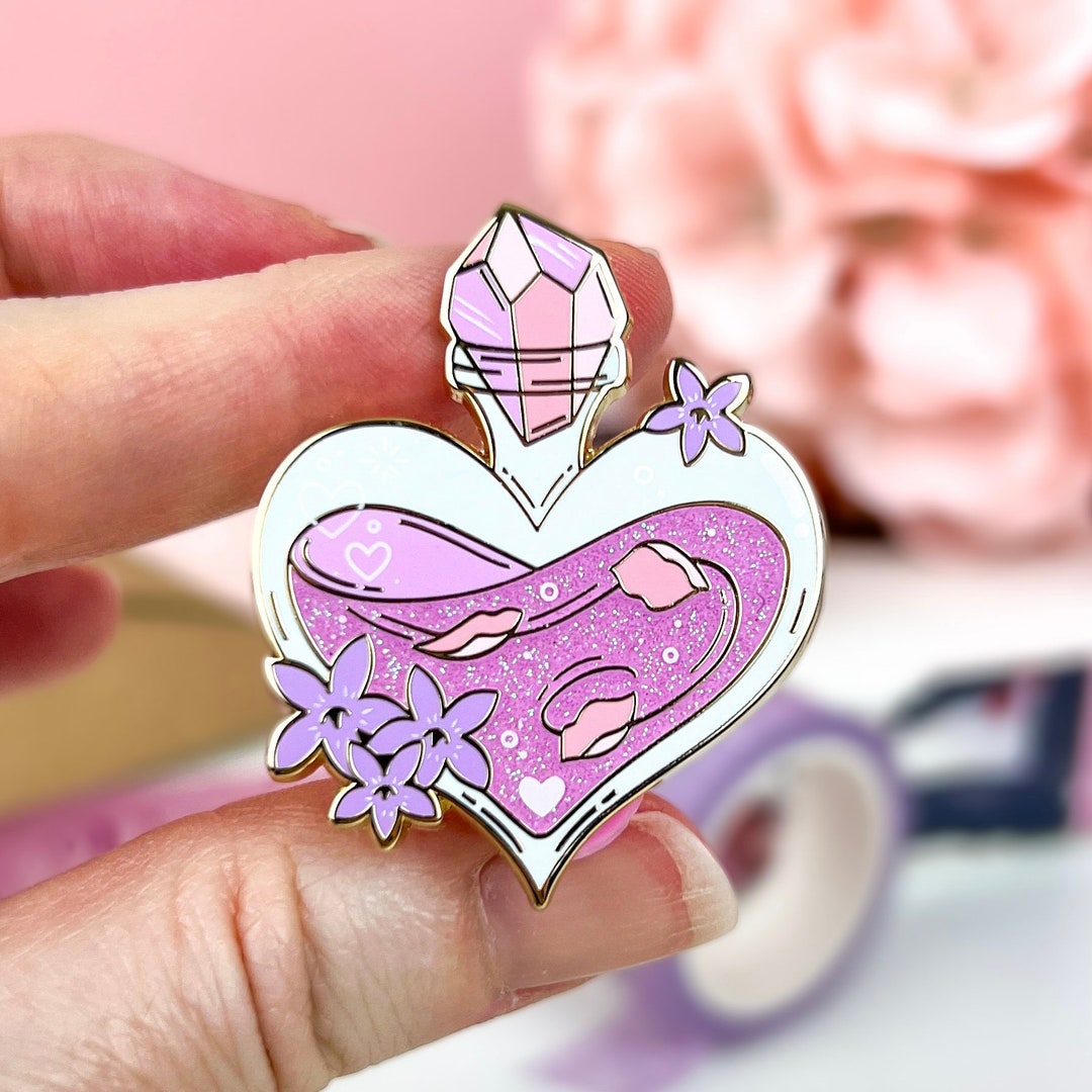 Love Potion Enamel Pin, Glitter Pin, Cute Enamel Pin, Pin Badge ...