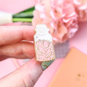 Rose Petal Jar Enamel Pin, Cute Enamel Pin, Pin Badge, Potion Pin ...