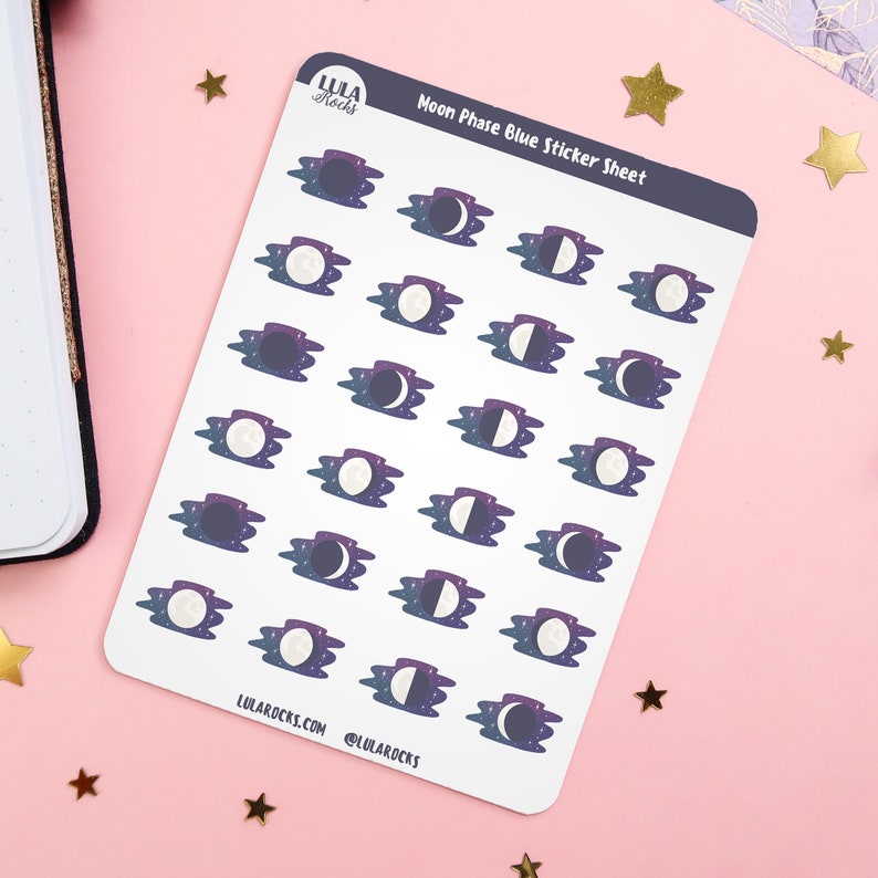 Moon Phase Blue Sticker Sheet Cute Sticker Planner Sticker - Etsy