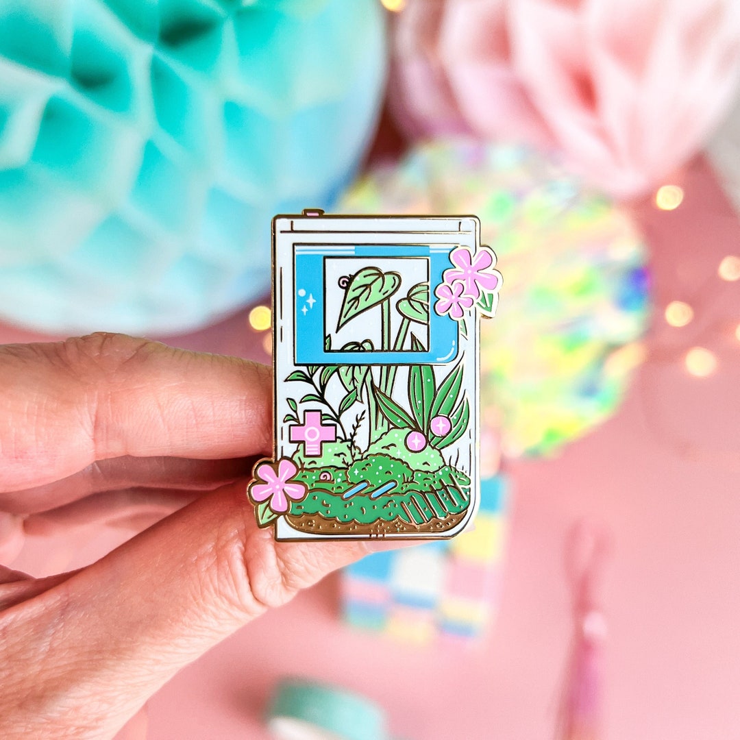 Terrarium Game Enamel Pin, Glitter Pin, Cute Enamel Pin, Pin Badge ...