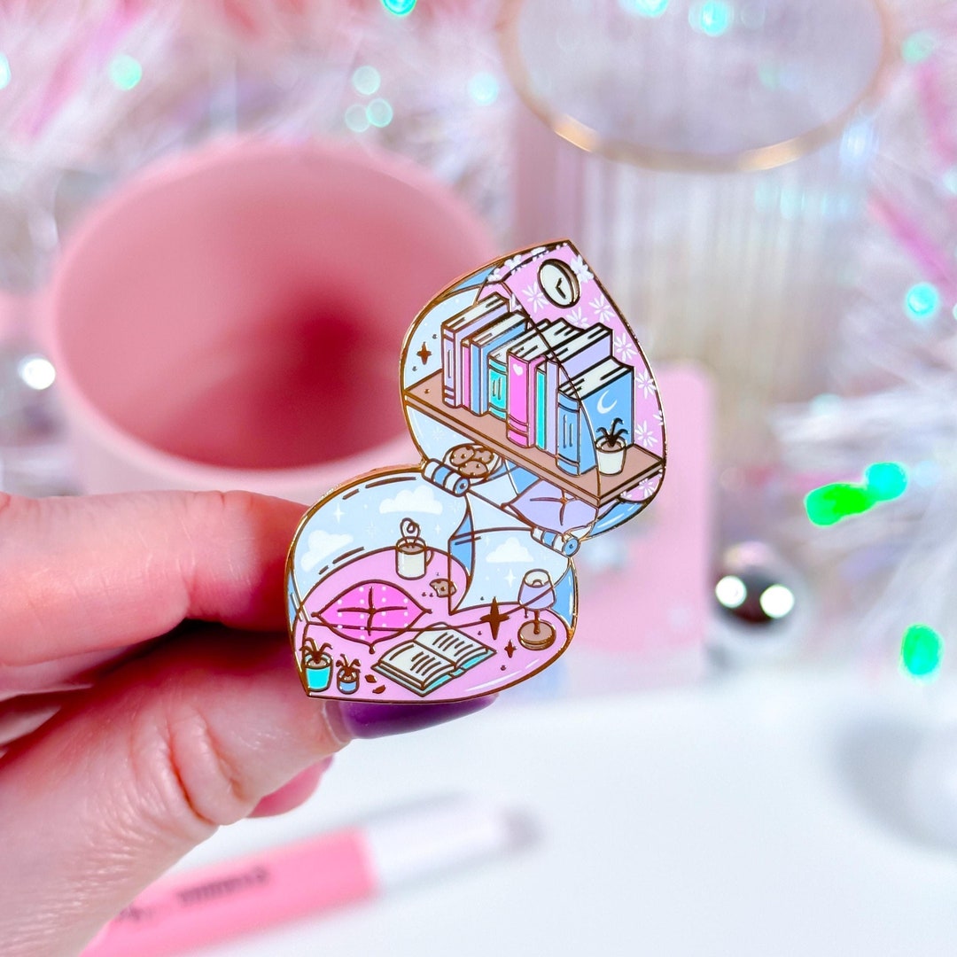 Pocket Library Enamel Pin · Mini Book Stack Pin Badge · Cute Bookish ...