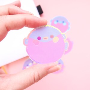 Purple Puffer Fish Holographic Sticker, Holo, Cute Stickers, Planner ...
