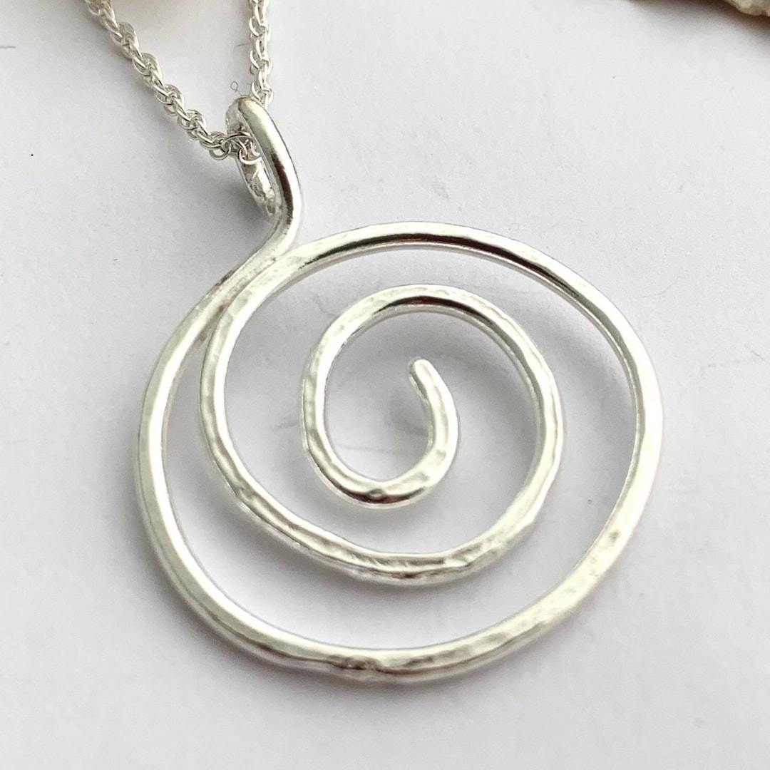 Artisan 925 Sterling Silver Spiral Pendant, Handmade Circle Swirl ...