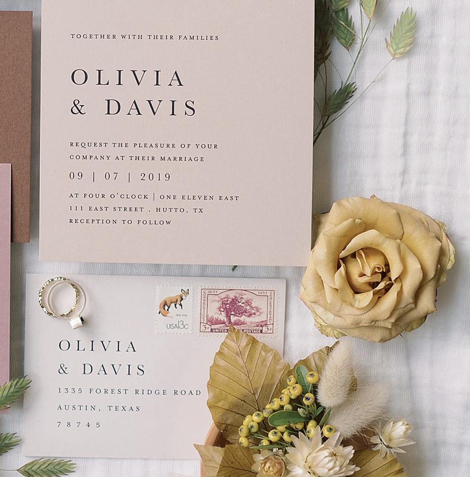 Custom Wedding Invitation | Rust & Blush Wedding Suite | Editable ...
