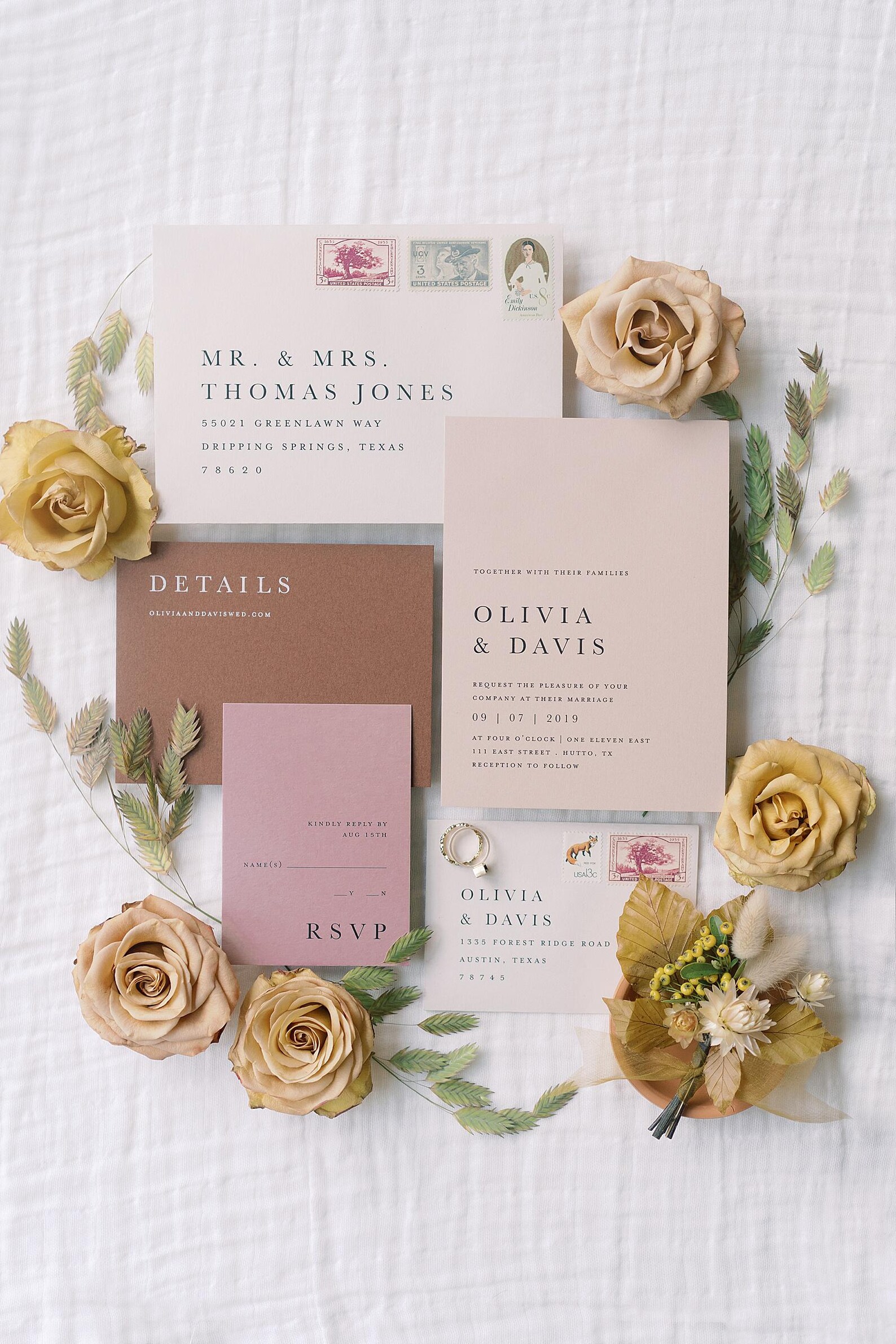 Custom Wedding Invitation | Rust & Blush Wedding Suite | Editable ...