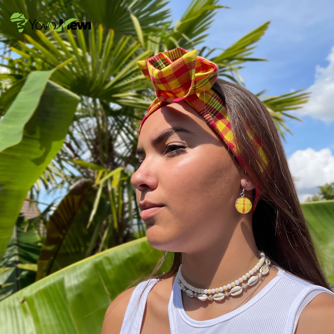 Madras Fabric Hairband, Rigid Turban, Adjustable Headband, Hair ...