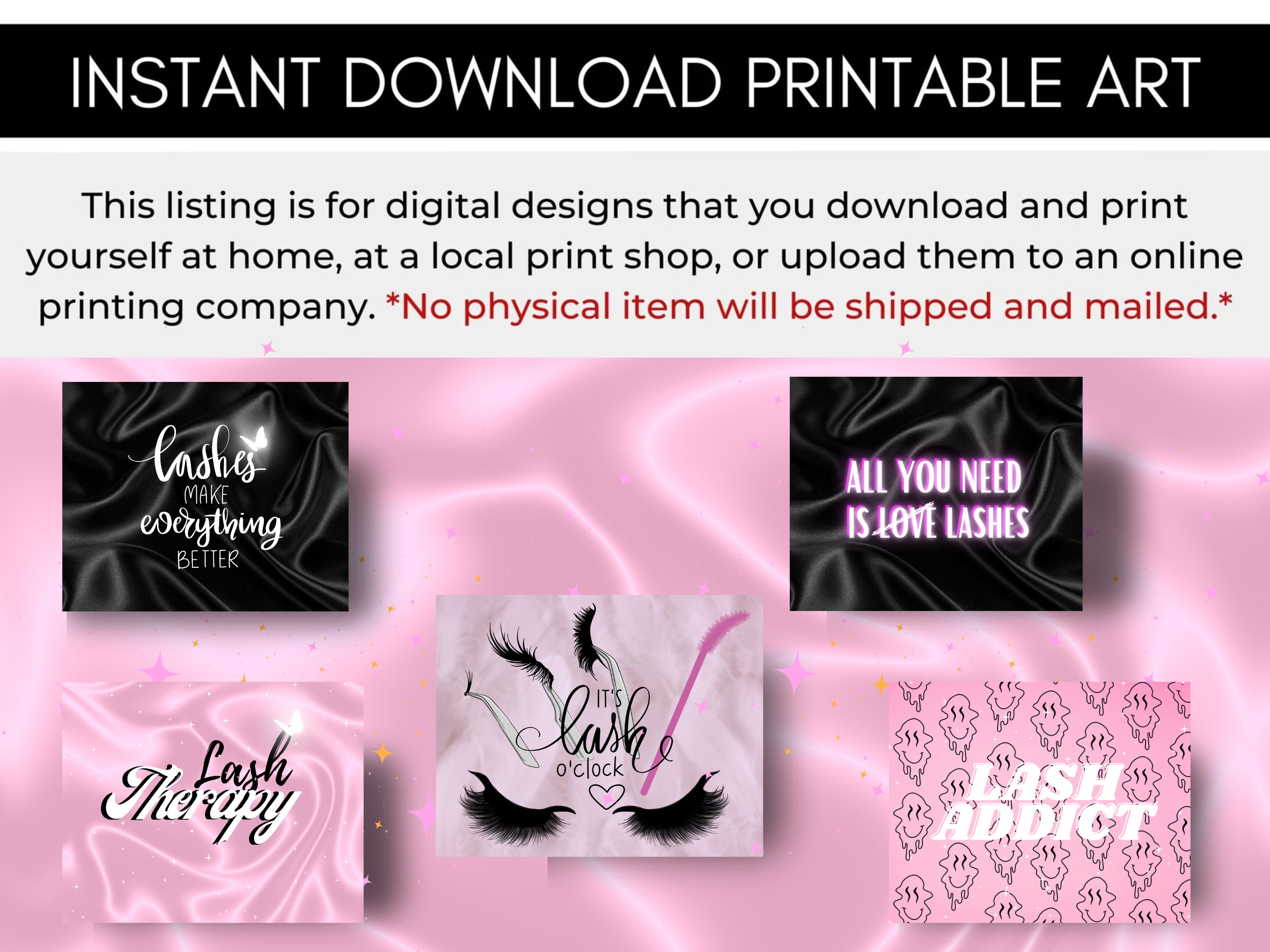 Lash Room Decor, 9 Pc Set Printable Wall Art, Salon Decor, Eyelash ...